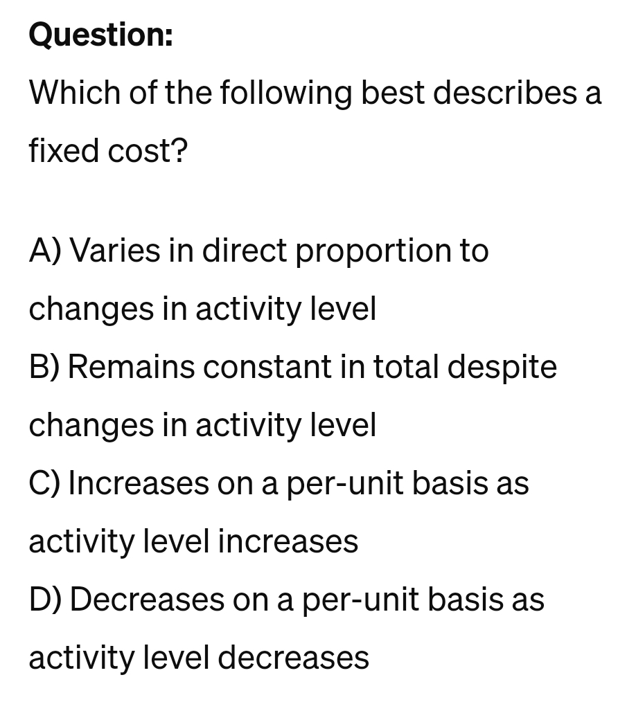 Solved Question:Which of the following best describes a | Chegg.com