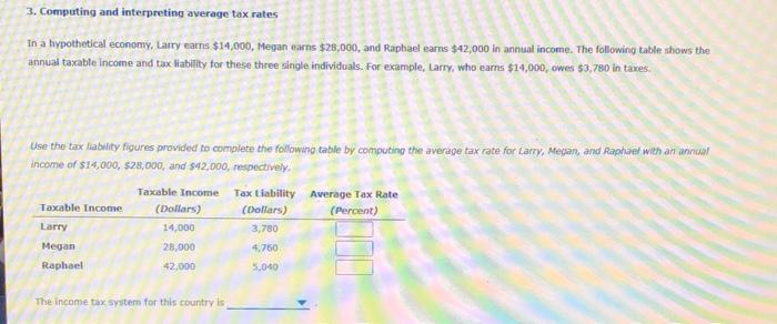 Solved 3. Computing and interpreting average tax rates In a | Chegg.com
