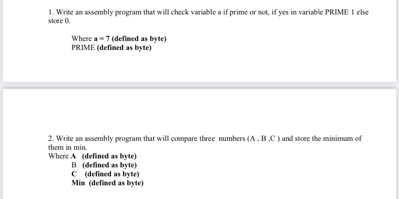 Solved Write an assembly program that will check variable a | Chegg.com