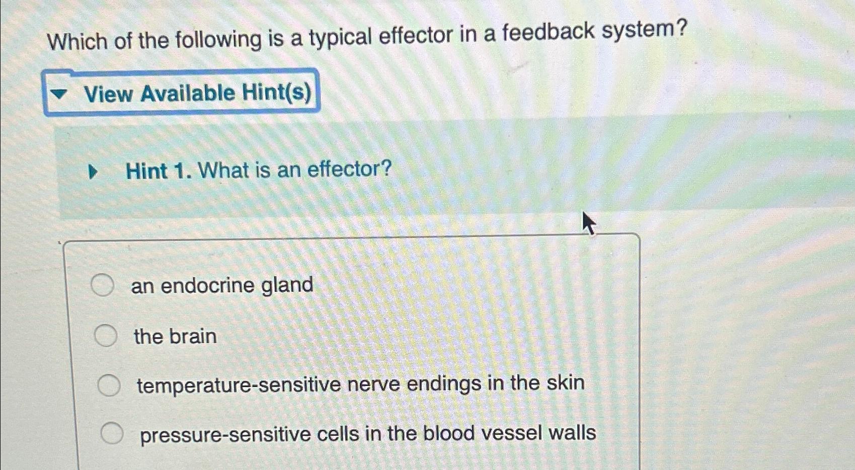 Solved Which of the following is a typical effector in a | Chegg.com