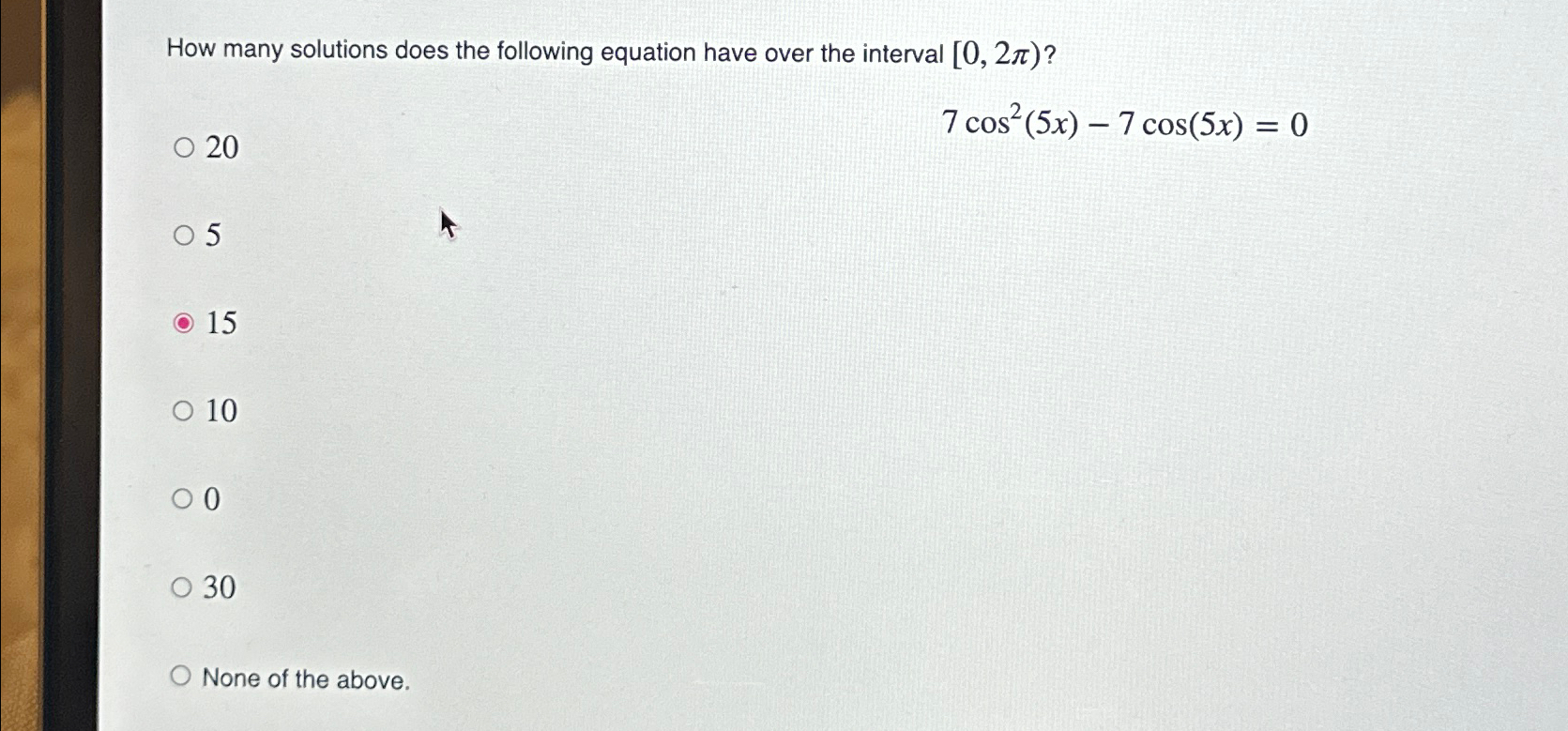 Solved How many solutions does the following equation have | Chegg.com
