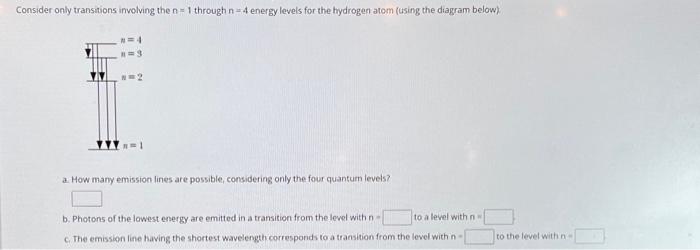 Solved ir only transitions involving the n=1 through n=4 | Chegg.com