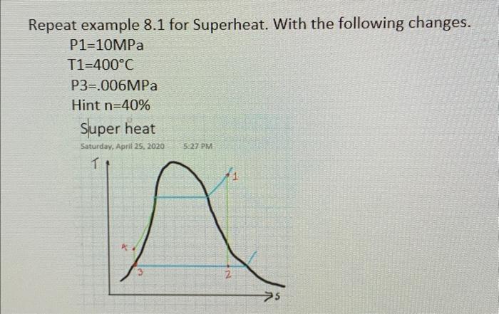 Solved Repeat example 8.1 for Superheat. With the following | Chegg.com