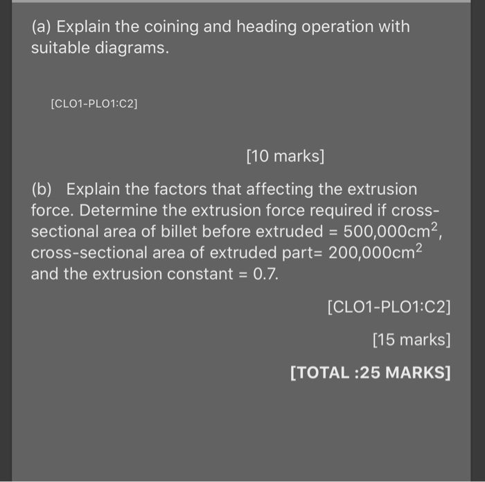 Solved (a) Explain the coining and heading operation with | Chegg.com