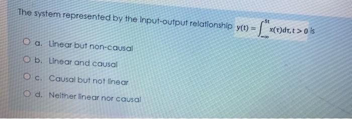 Solved The system represented by the input-output | Chegg.com