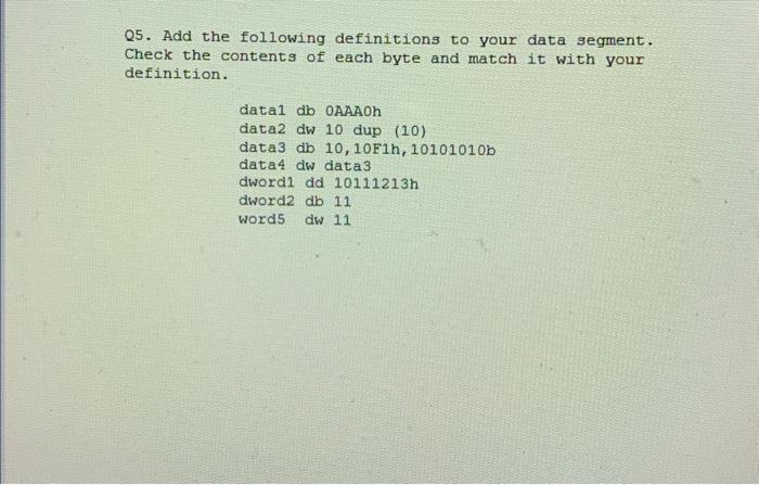 Data Segment Name Segment Begin Array Ll Text 