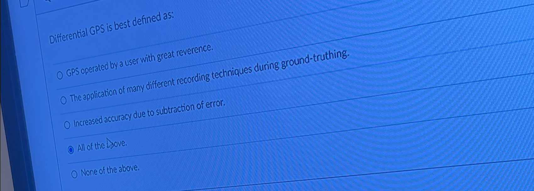 Solved Differential GPS is best defined as:GPS operated by a | Chegg.com