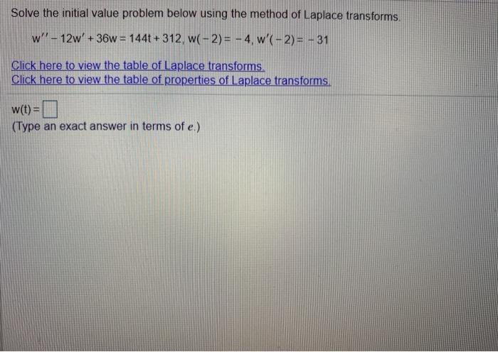 Solved Solve the initial value problem below using the | Chegg.com