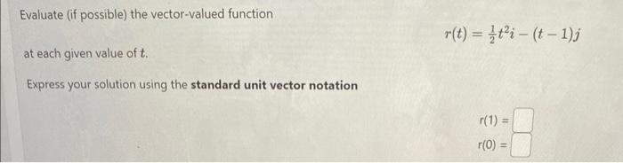 Solved Evaluate (if possible) the vector-valued function | Chegg.com