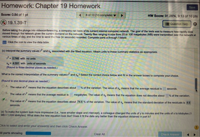 Solved Homework: Chapter 19 Homework Save Score: 0.84 of 1 | Chegg.com