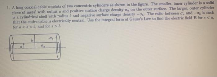 Solved 1. A long coaxial cable consists of two concentric | Chegg.com