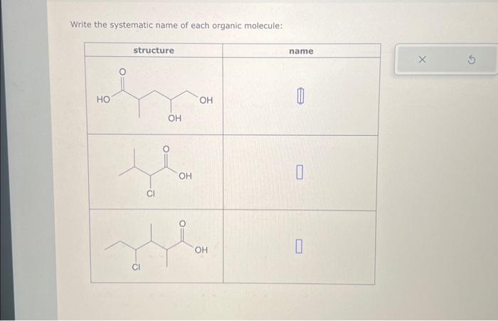 Solved Write the systematic name of each organic molecule: | Chegg.com
