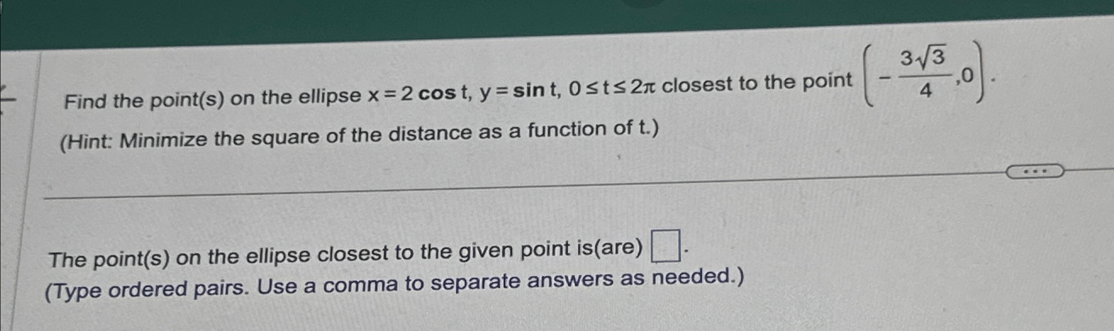 Solved Find the point(s) ﻿on the ellipse | Chegg.com