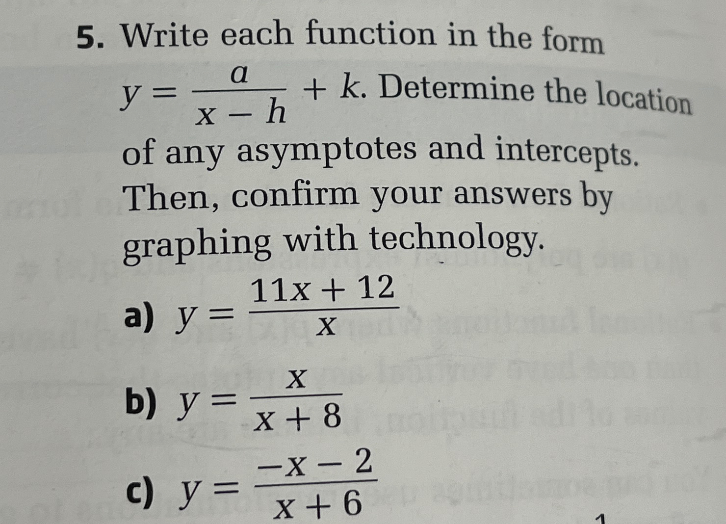 Solved Write each function in the form y=ax-h+k. ﻿Determine | Chegg.com