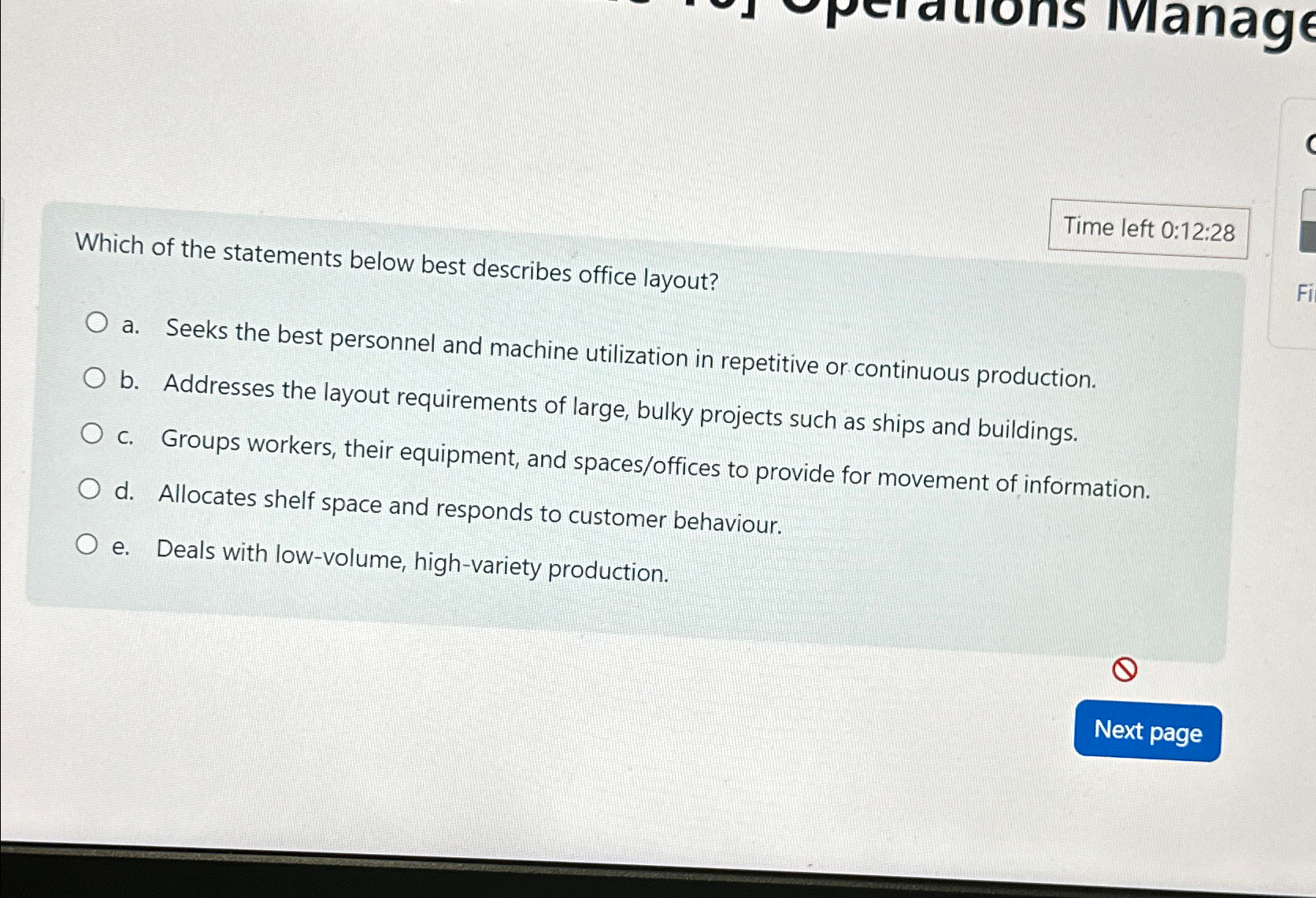 Solved Which of the statements below best describes office | Chegg.com