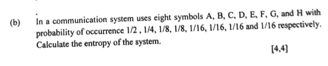 In A Communication System Uses Eight Symbols