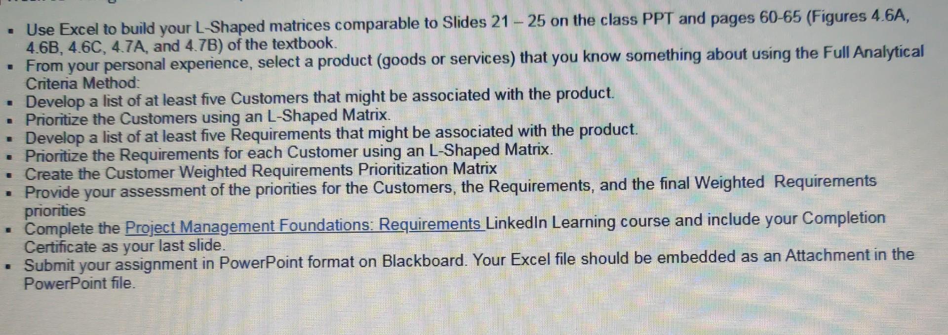 Use Excel to build your L-Shaped matrices | Chegg.com