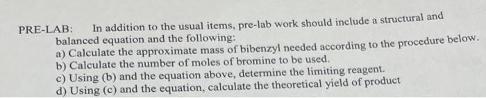 Solved PRE-LAB: In addition to the usual items, pre-lab work | Chegg.com