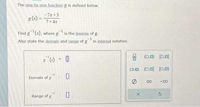 Solved The one-to-one function g is defined below. g(x) = | Chegg.com