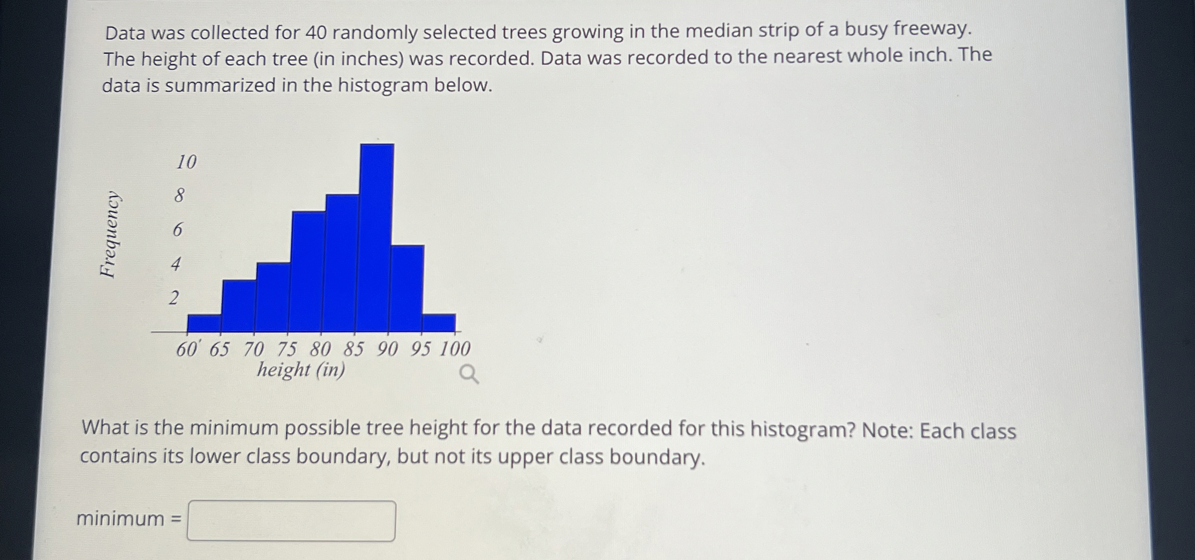 Solved Data was collected for 40 ﻿randomly selected trees | Chegg.com