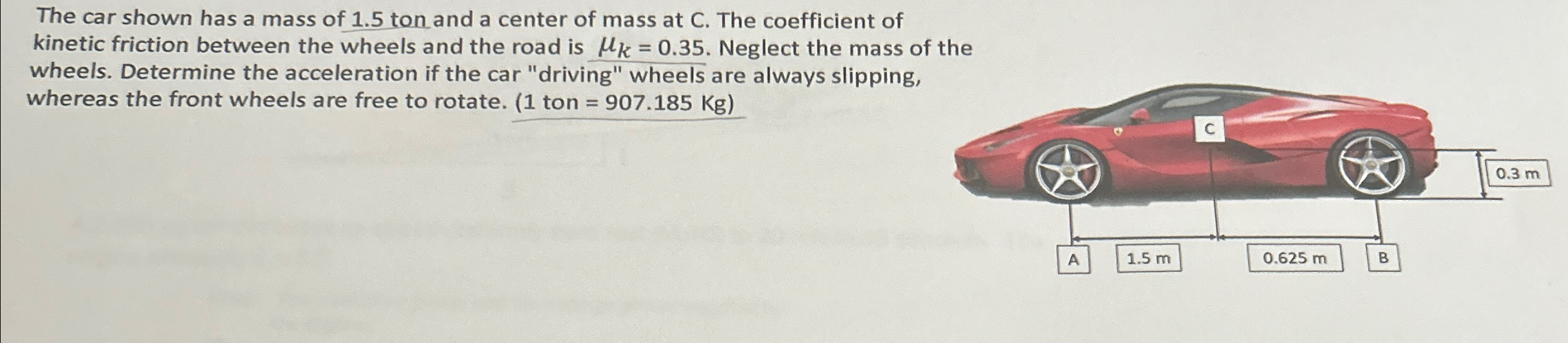 The car shown has a mass of 1.5 ﻿ton and a center of | Chegg.com