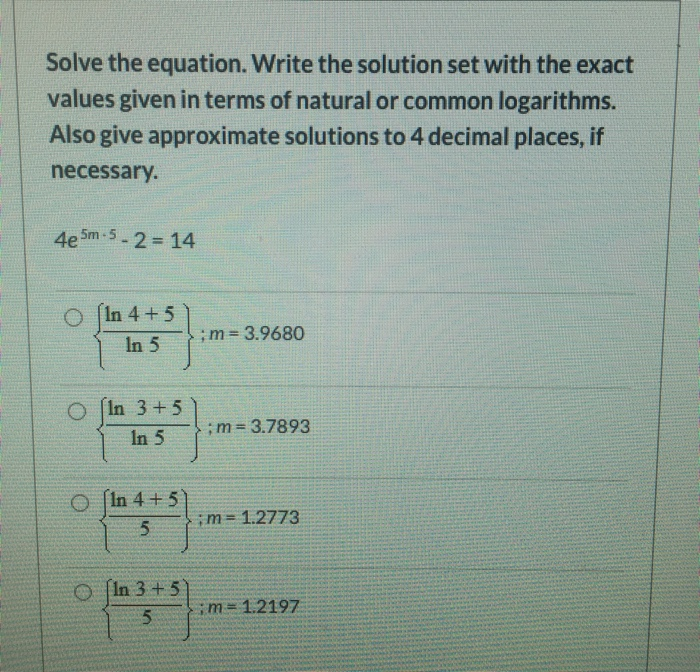 Solved Solve the equation. Write the solution set with the | Chegg.com