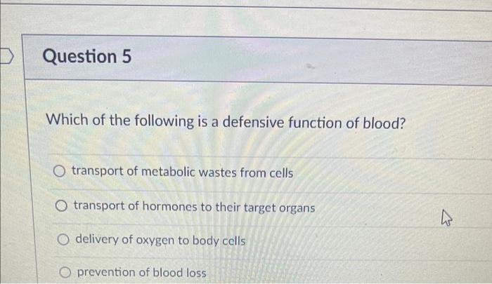 Solved Which of the following is a defensive function of | Chegg.com