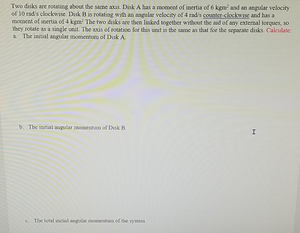 Solved Two Disks Are Rotating About The Same Axis Disk A
