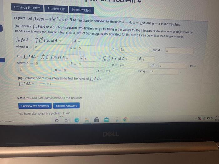 Solved Previous Problem Problem List Next Problem (1 point) | Chegg.com