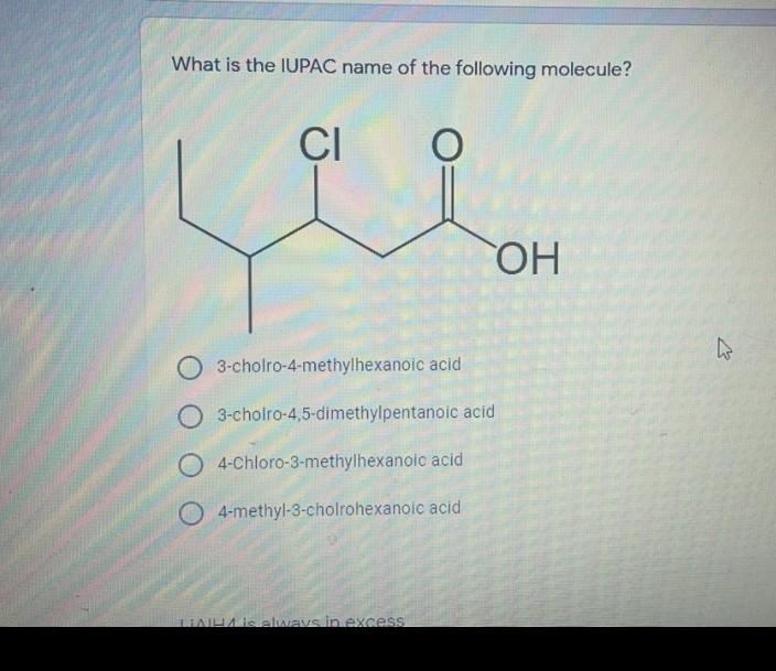 Solved What is the IUPAC name of the following molecule? CI | Chegg.com