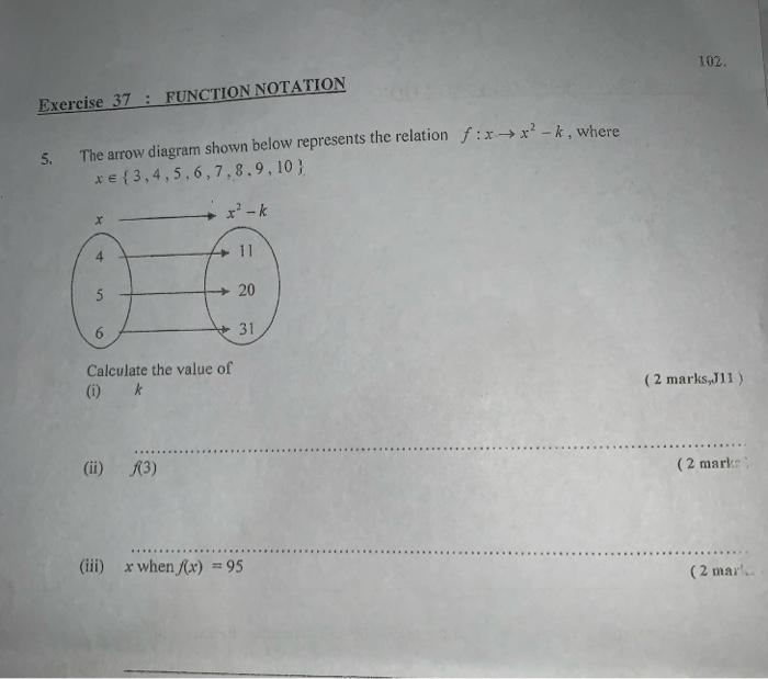 Solved 102. Exercise 37 : FUNCTION NOTATION 5. The arrow | Chegg.com