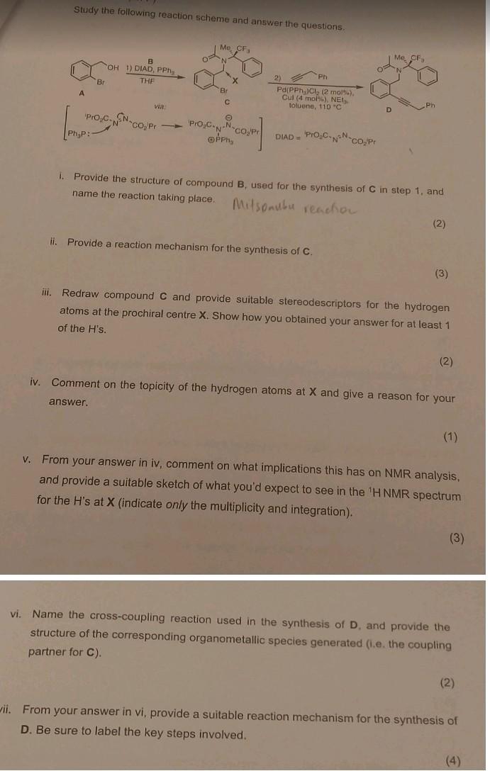 Study the following reaction scheme and answer the | Chegg.com