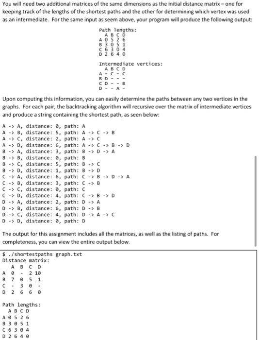 Solved 1. Objective Your goal is to solve the all pairs | Chegg.com