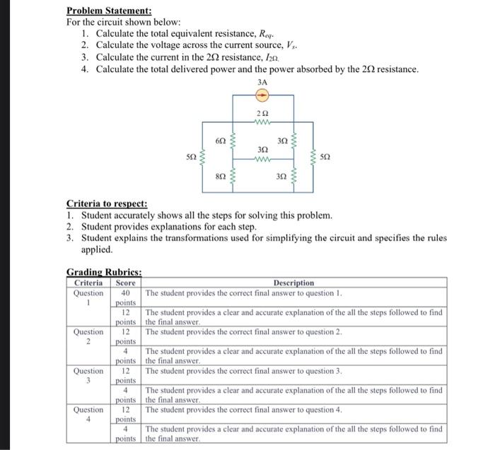 Solved Problem Statement: For the circuit shown below: 1. | Chegg.com