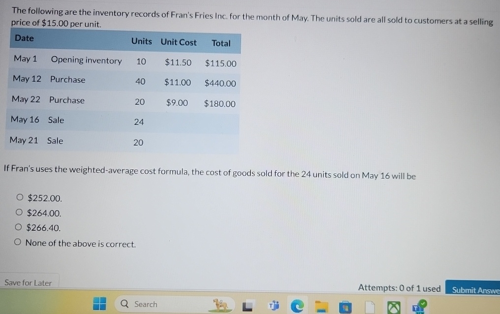 Solved The following are the inventory records of Fran's | Chegg.com
