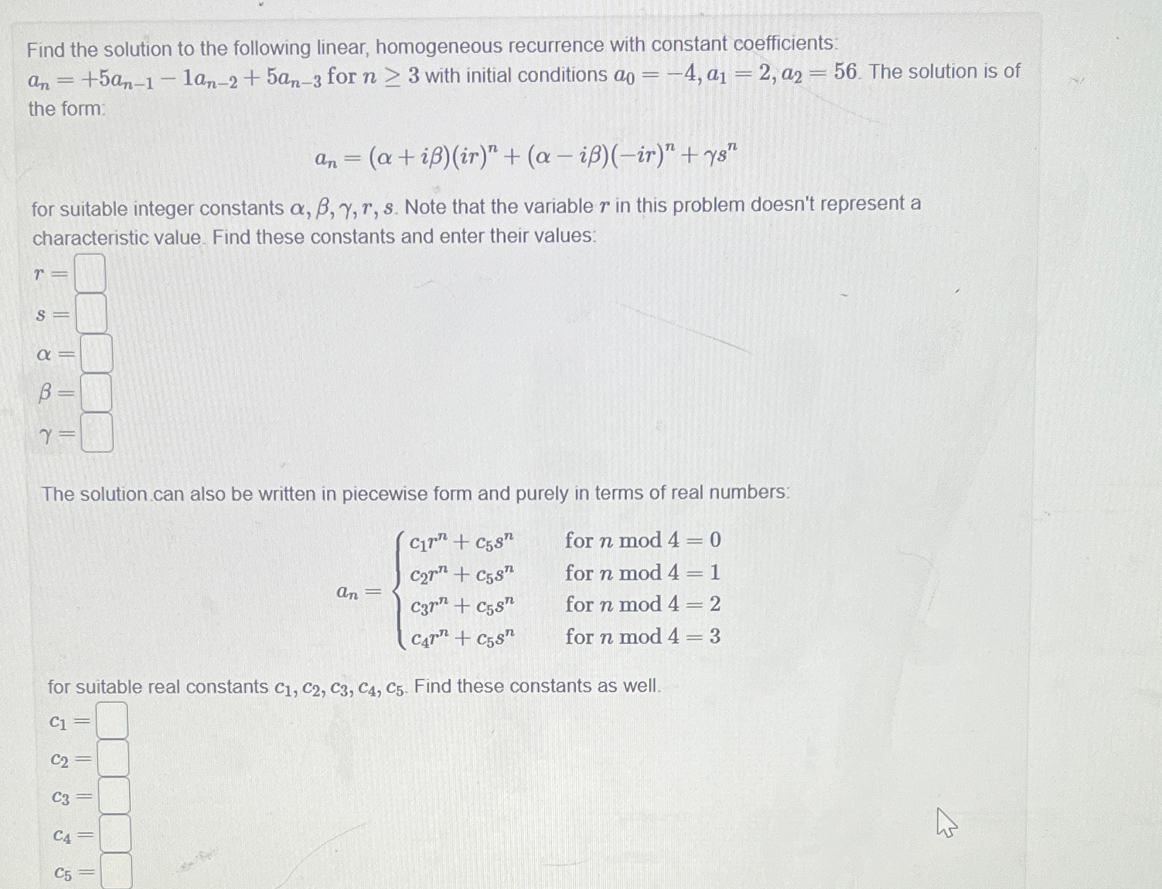 Solved Find the solution to the following linear, | Chegg.com