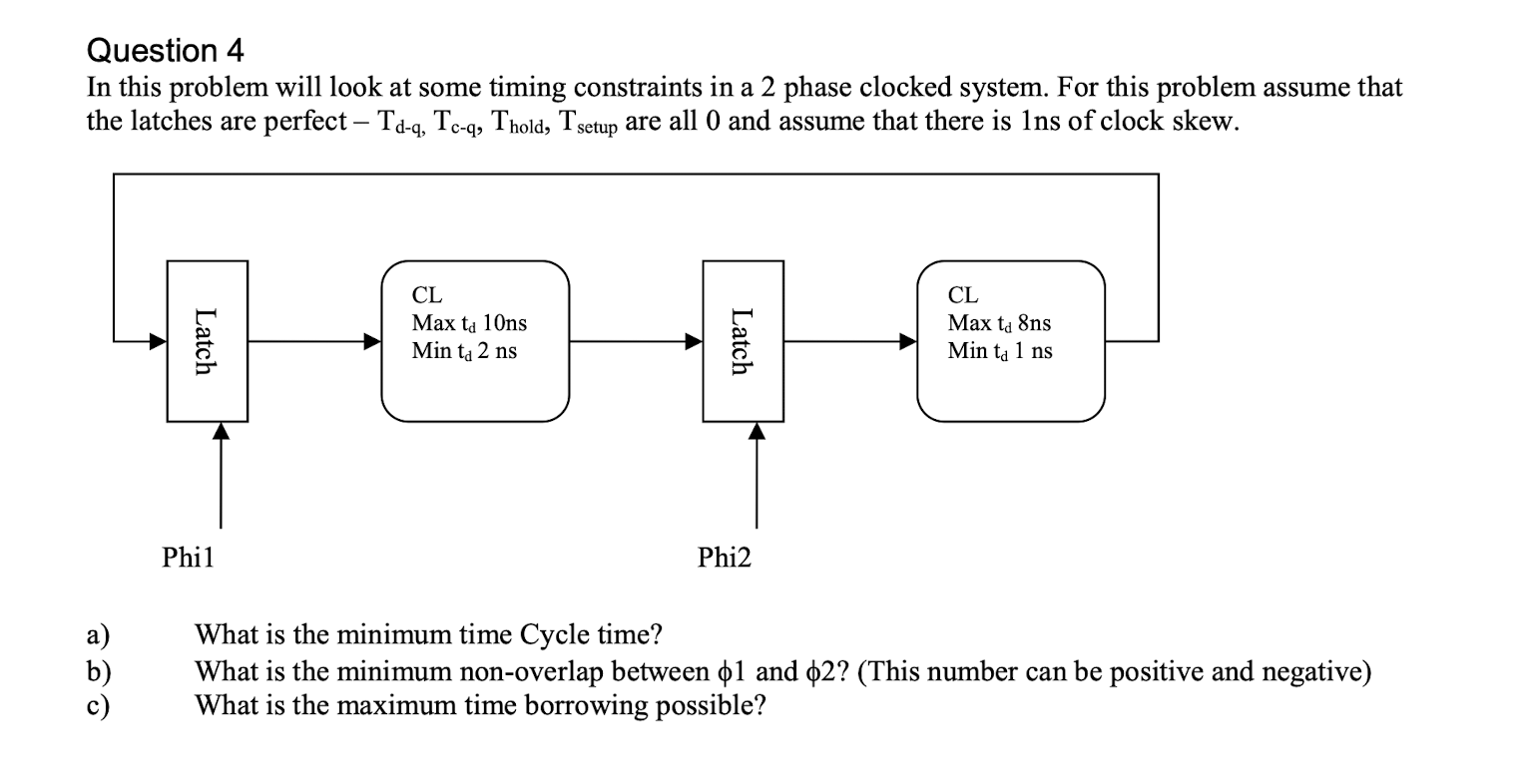 Solved Question 4In this problem will look at some timing | Chegg.com