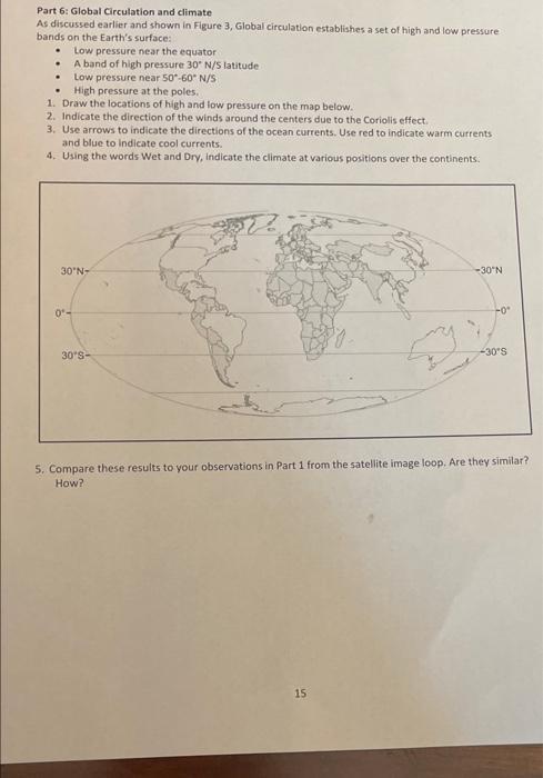Solved Part 6: Global Circulation and climate As discussed | Chegg.com