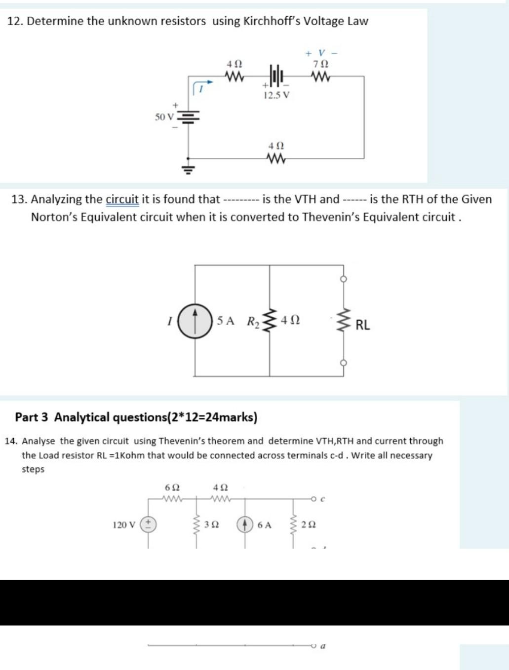 12. Determine the unknown resistors using Kirchhoff's | Chegg.com