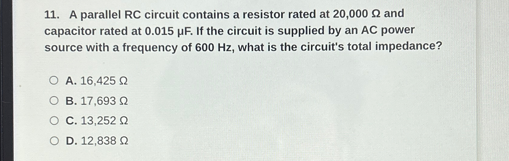 Solved A parallel RC circuit contains a resistor rated at | Chegg.com