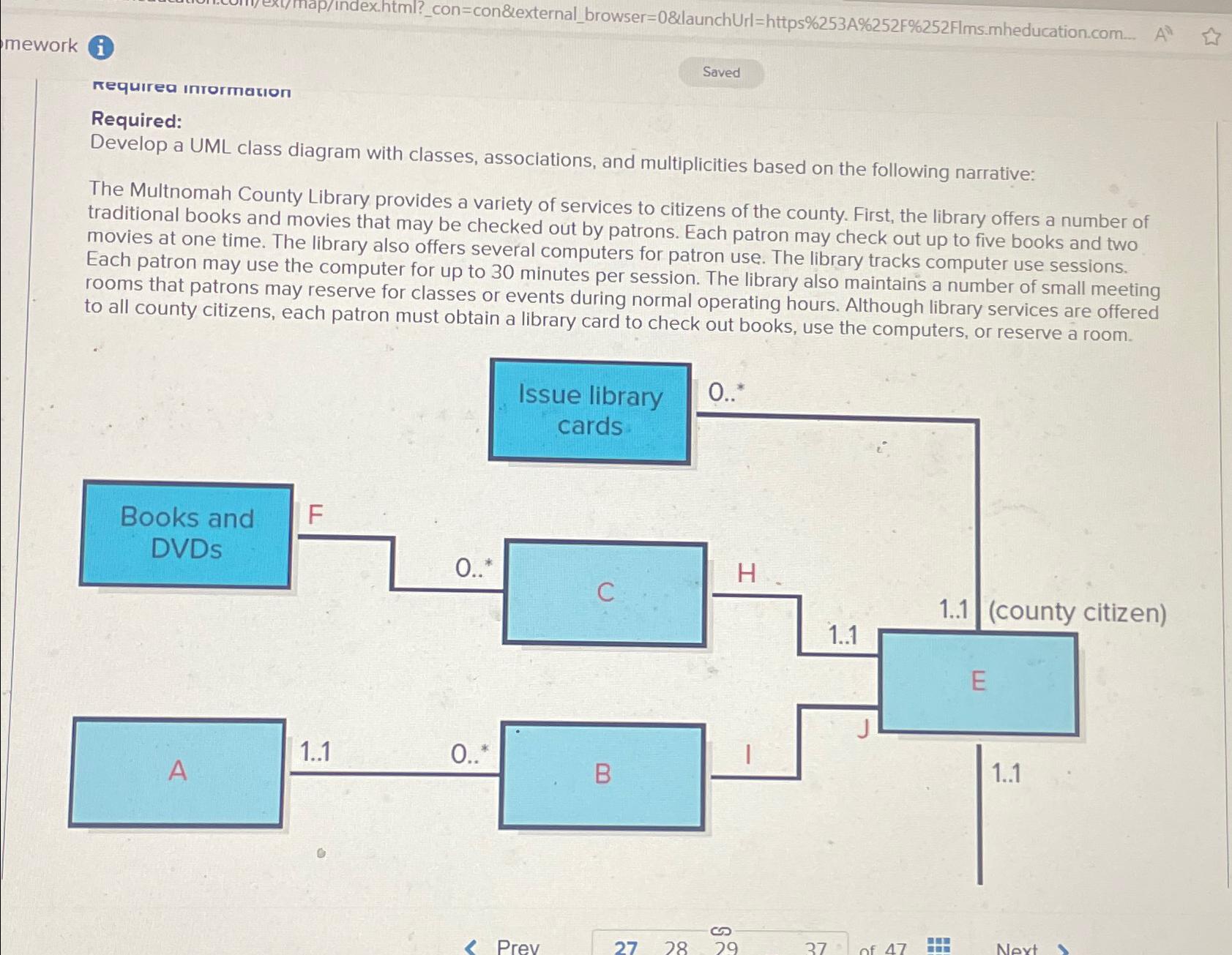 Solved (i)requirea inrormationRequired:Develop a UML class | Chegg.com