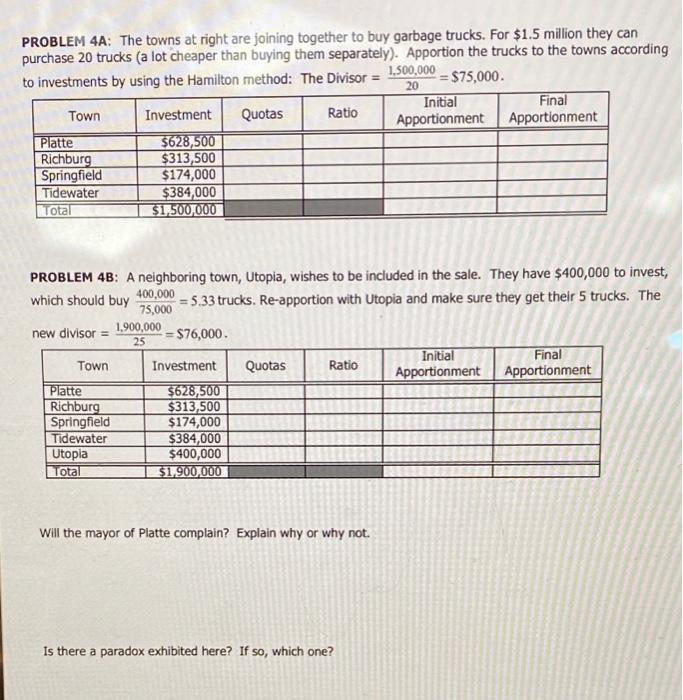 Solved 4 Apportionment Project Problem 1A. Use Hamilton's | Chegg.com