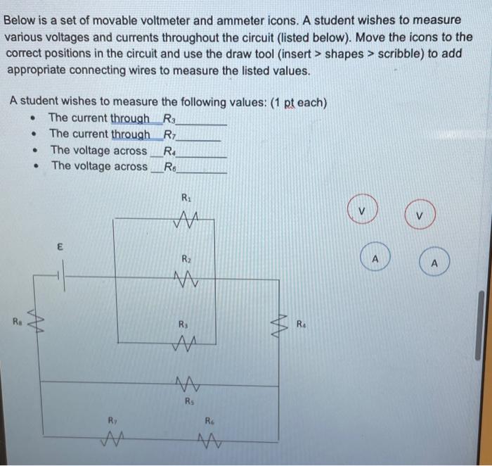 Below is a set of movable voltmeter and ammeter | Chegg.com
