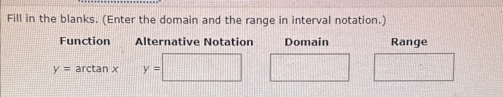 Solved Fill in the blanks. (Enter the domain and the range | Chegg.com