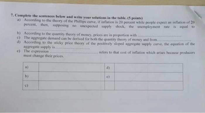 Solved 7. Complete the sentences below and write your | Chegg.com