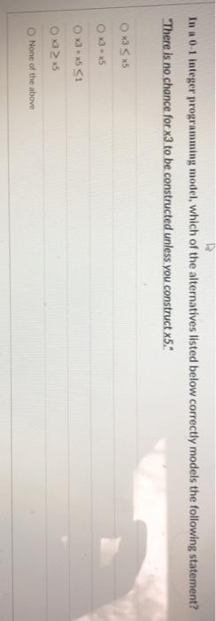 Solved In A 0 1 Integer Programming Model Which Of The