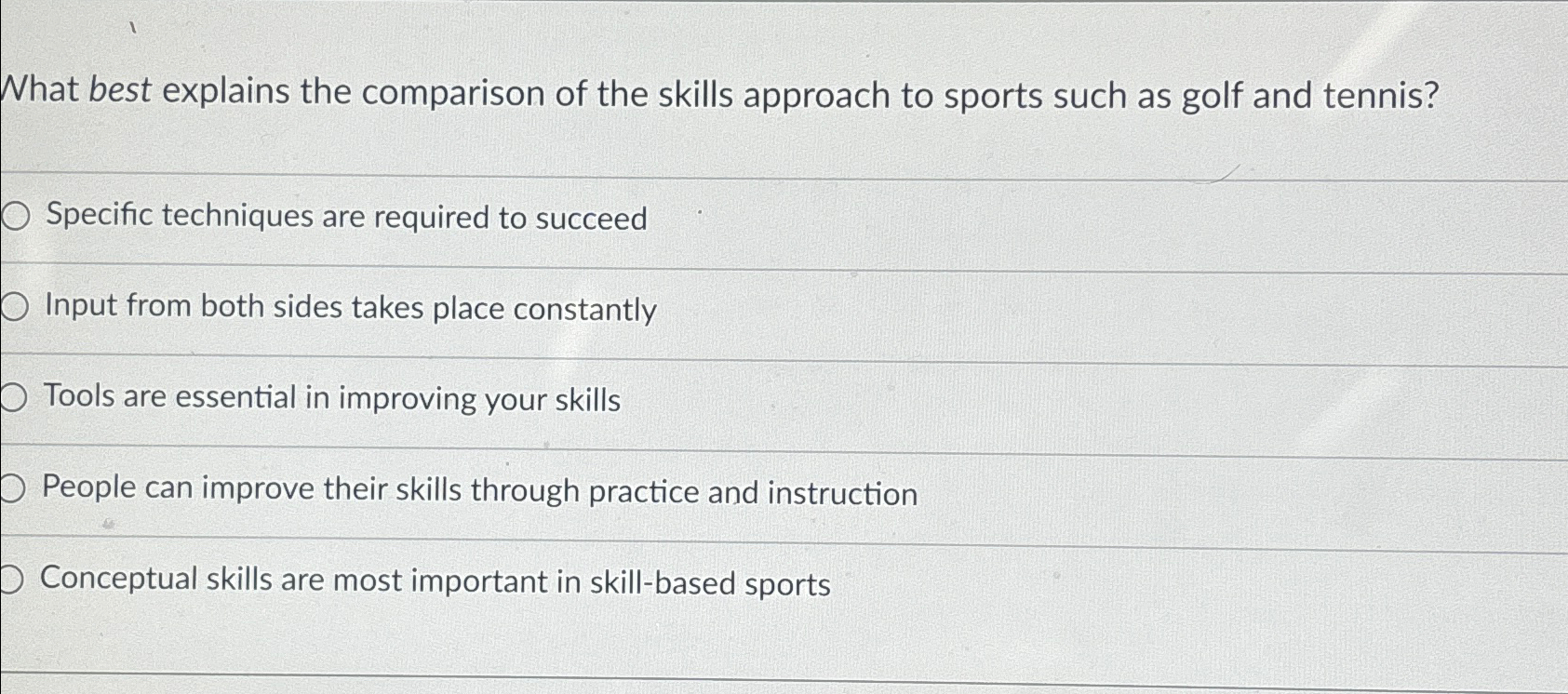 Solved What best explains the comparison of the skills | Chegg.com