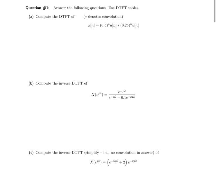 Solved Question \#1: Answer the following questions. Use | Chegg.com