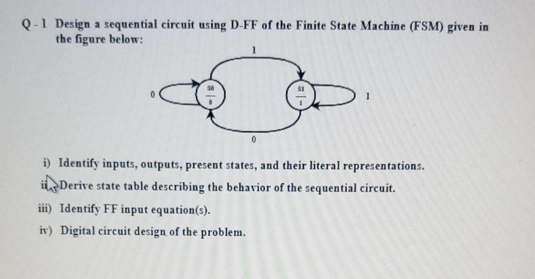 Solved Q-1 Design a sequential circuit using D-FF of the | Chegg.com