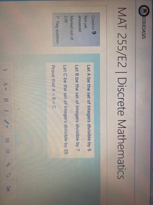 Solved EDUOASIS MAT 255/E2 Discrete Mathematics Question 8 | Chegg.com